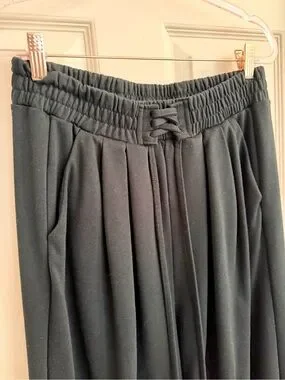 Pants & Jumpsuits | Black Lace Front Wide Leg Sweats | Poshmark